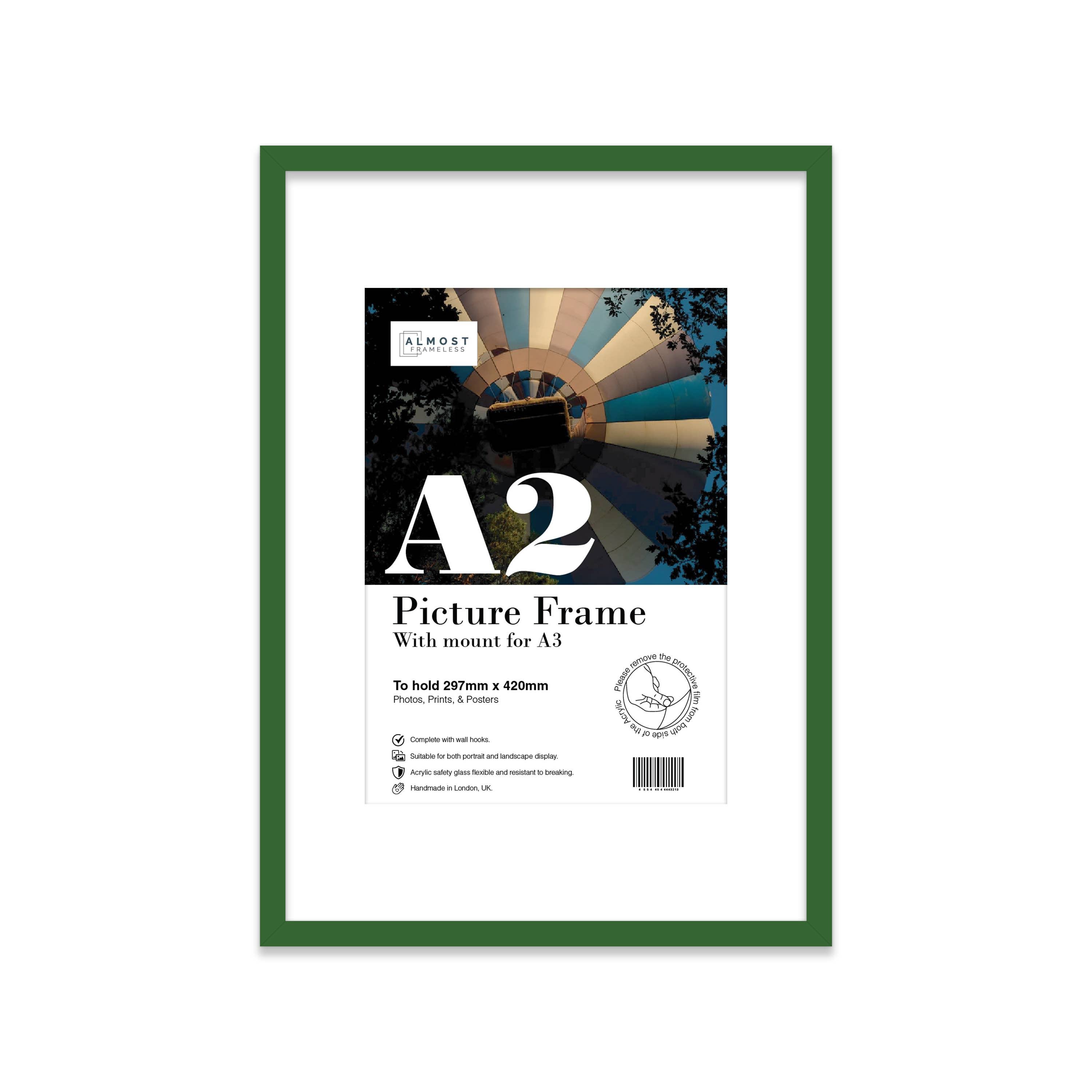 Green A2 Picture Frame With mount for A3 – Creation Saltburn Limited